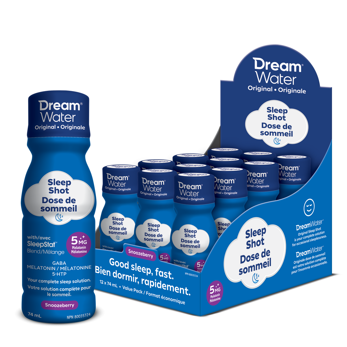 Dream Water Sleep Aid Shot - Snoozeberry Flavour - 12 pack – Dream ...