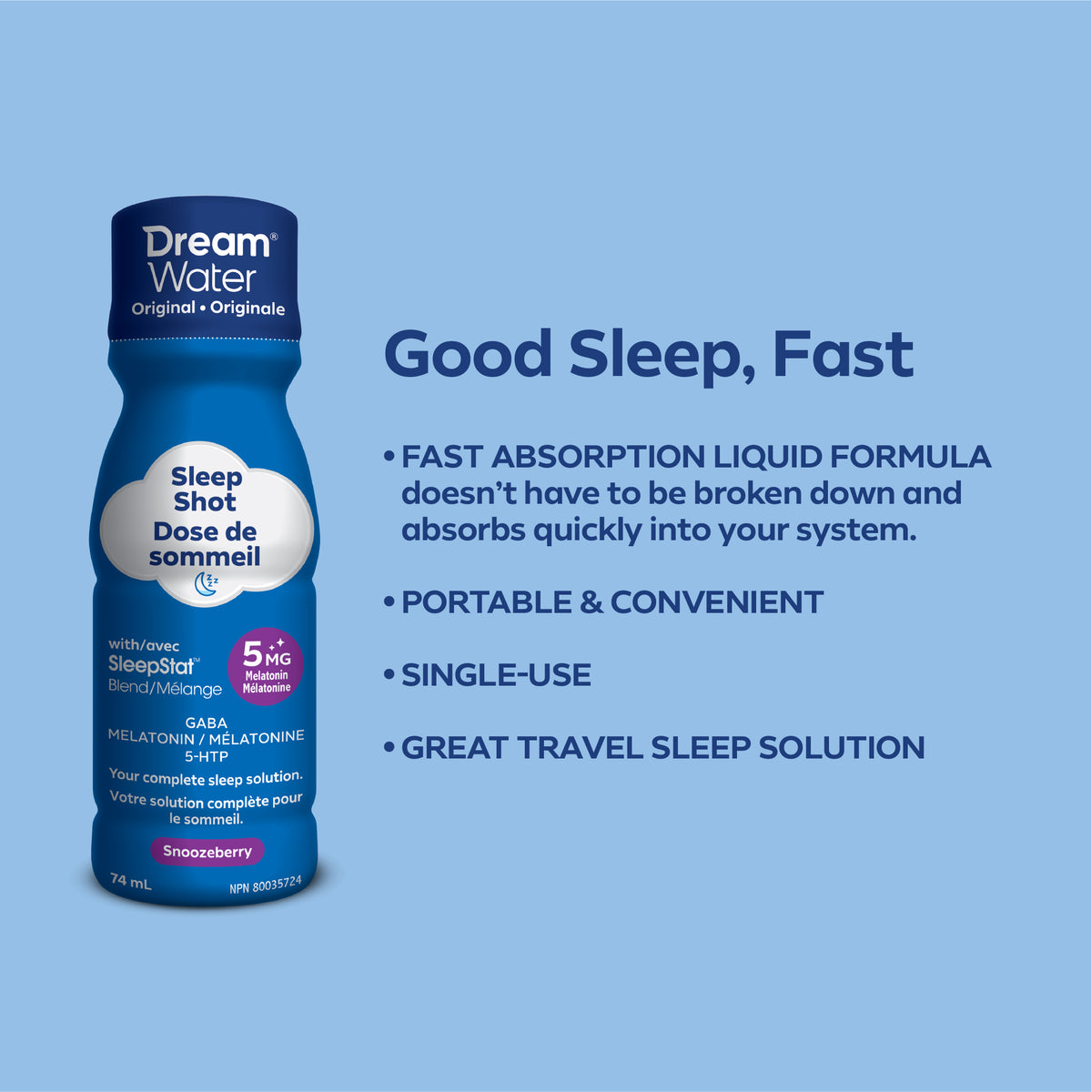 Dream Water Snoozeberry Liquid Sleep Shot Bundle - 2x12 packs (24 Unit ...